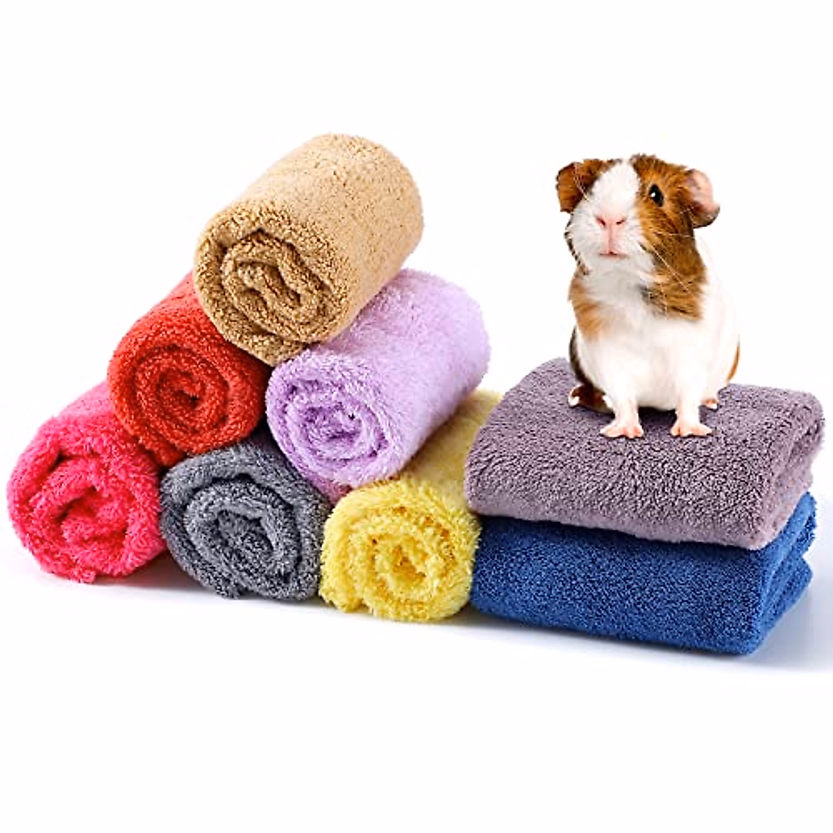 8 Pieces Guinea Pigs Blankets Guinea Pig Accessories Hamster Fleece Cage Liners Small Animal Bedding Mats Bathe Towels Warm Blankets for Guinea Pig Hamster Ferrets Hedgehogs