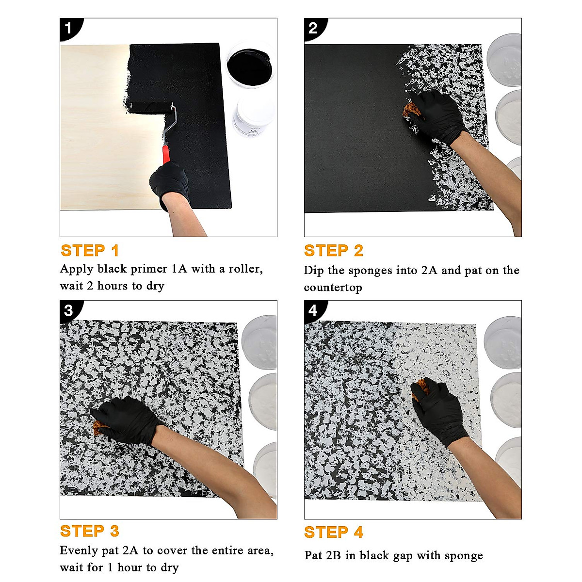 GLAINTE Granite Countertop Paint Kit - White Diamond Counter Top Refinishing Kit for Kitchen Bathroom