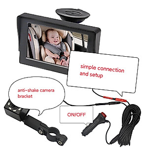 B-Qtech Baby Car Mirror, Baby Car Camera for Back Seat Rear Facing View Infant, 4.3 inch Night Vision Monitor Anti-Shake Camera 360°Adjustable Easy Observe and Install