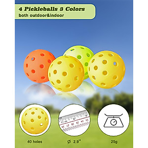 NQV Pickleball Set with Net,10FT Half Court Size Pickleball Net Portable Outdoor Indoor Driveway Home+4 Wood Paddles+4 Pickle Balls+4 Ball Retrievers, Pickleball Set for Adults Kids Beginners Pros