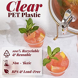 Prestee Clear Plastic Party Cups Disposable - PET Clear Water Plastic Cup Disposable - Plastic Wine Cups - Clear Disposable Cups - Small Cups - Plastic Drinking Cups (50ct 9oz)