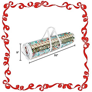 Elf Stor Gift Wrapping Paper Roll Storage Bags 31" long, 2 pk Clear Totes with Handles, fits up to 25 pcs gift wrap paper roll in each bag