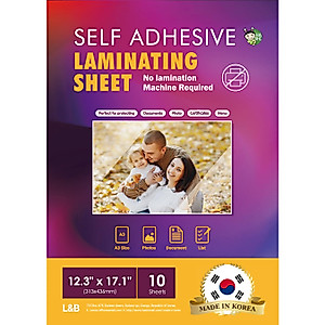 Self Adhesive Laminating Sheets 11 x 17 inch, 10 Pack, 4mil Thickness, No Heat, No Machine Laminating Sheets Self Sealing by HA SHI