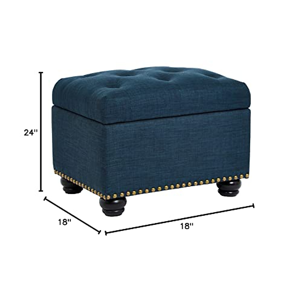 FIRST HILL FHW Storage Ottoman, Blue Linen