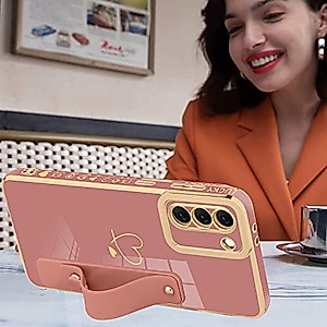 ZIYE Galaxy S21 Plus 5G Luxury Electroplated Case with Strap Love Heart Plating Gold Bumper Cover for Women Girls Anti-Scratch Shockproof Back Phone Case for Samsung Galaxy S21 Plus 5G 6.7 Inch