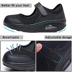 Women's Comfortable Working Nurse Shoes Non-Slip Adjustable Breathable Walking Buffer Fitness Casual Nursing Orthotic Lightweight Shoes US/8 Aa-Black