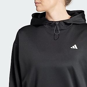 adidas Women's Aeroready Game and Go Fleece Hoodie, Black/White, Medium