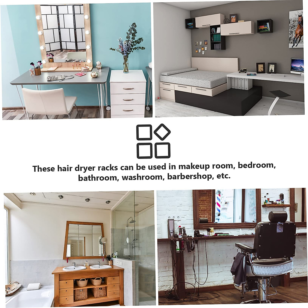 DRESSOOS Practical Hair Dryer Rack Wall Mount Hair Dryer Display Holder for Bathroom Space Saving Blow Dryer Storage Organizer Compatible with Hair Dryers for Home and Salon Use