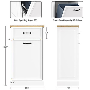 GAOMON Trash Can Cabinet, Tilt Out Hidden Trash Cabinet 10 Gallon for Kitchen Dining Room, Recycling Trash Bin Cabinet Free Standing Laundry Hamper