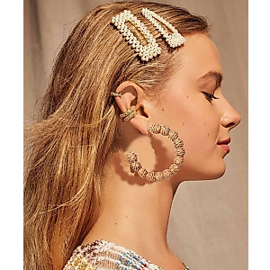 4 Pairs Raffia Earrings Boho Rattan Hoop Dangle Earrings for Women Handmade Straw Wicker Woven Earring Set Summer Beach Jewelry Gifts (4 Pairs Set A)