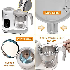 Baby Food Maker & Steamer All in 1 Processor for Toddlers-Steam, Blend, Chop, Sterilizer, Puree, Warm Milk, 8 Oz Stirring Cup, Timer, Auto Shut-Off, 120V, Homemade Food, white, Small, 35 Oz
