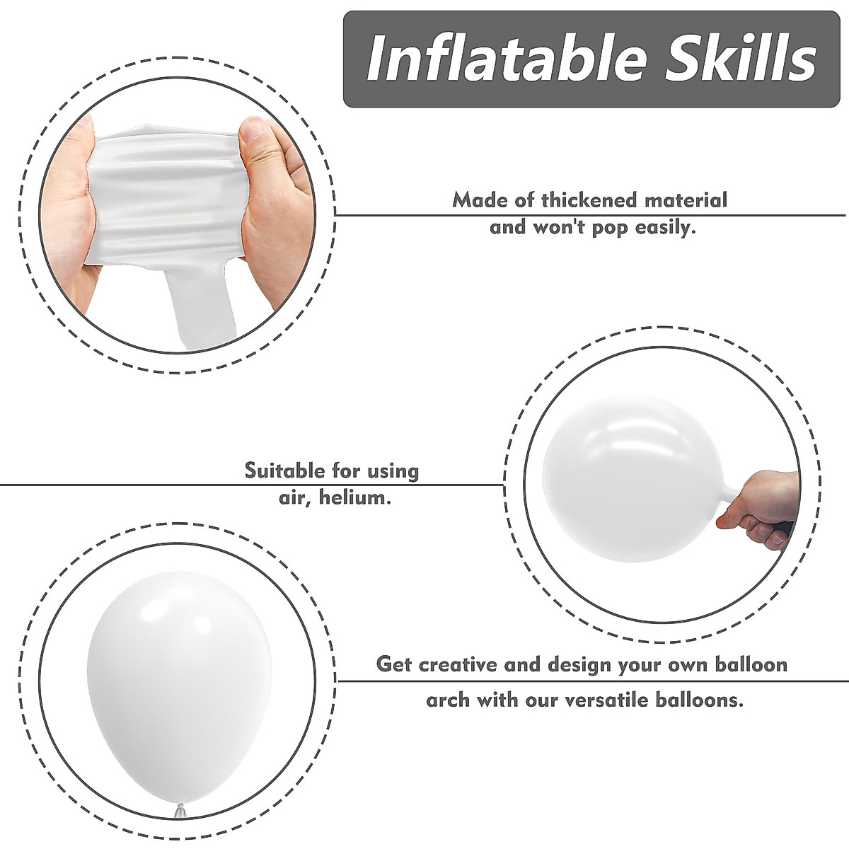 NISOCY White Balloons Arch Kit, 102PCS 18In 12In 10In 5In Arch Garland for Wedding, Bride Engagement, Festival Picnic, Birthday, White Theme Anniversary Christmas Decoration With 33FT Ribbon