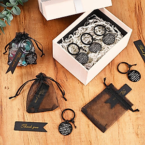 Yinkin 36 Pcs Employee Appreciation Gifts Thank You Coworker Keychain Gifts with Organza Bags and Thank You Cards(Black)