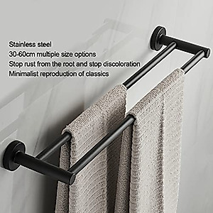 Bath Towel Bar Black Bathroom Towel Rack, Punch-Free Bathroom Rack, Stainless Steel Hand-Washing Towel Bar Double-Layer Household Towel Holder (Color : Elegant Black 40cm)