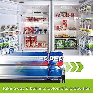 Soda Can Dispenser for Refrigerator,Self-Pushing Drink Organizer for Fridge, Width Adjustable Fridge Organization, Beer Pop Can Water Bottle Drink Dispenser for Fridge (5 Rows)