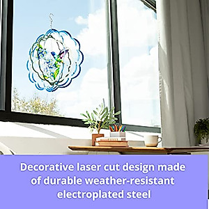 VP Home Floral Hummingbird Kinetic Wind Spinner for Yard and Garden Wind Spinner Outdoor Metal Large Hanging Hummingbird Decor 3D Garden Art Wind Sculpture Spinners Outdoor Hanging Decor, 12 inchW x 15 inchH