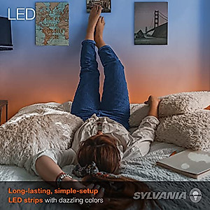 SYLVANIA 6.6ft Mosaic RGB Flexible Light Strip Starter Kit, 16 Dimmable Colors with RF Remote Control, Battery Box, Black - 1 Pack (75780)