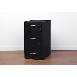Hirsh Industries 18in. Deep 3 Metal Organizer Pencil Drawer SOHO Vertical File Cabinet, Black