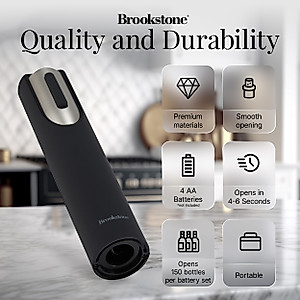 Brookstone Electric Wine Opener & Foil Cutter with Stand, Automatic Wine Bottle Opener, Battery Operated Corkscrew Opener, Kitchen, Wine Gifts for Men