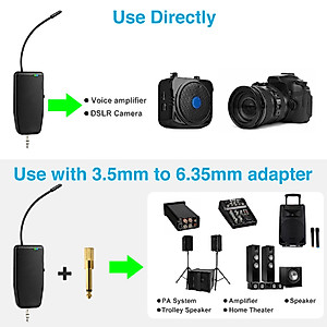 oxxyeeKS Wireless Microphone System for 2 People,160ft Range, 2.4G Dual Wireless Headset Mics for Karaoke Speaker, Amplifier, Mic Speakers, PA System, Yoga,Teaching, Fitness