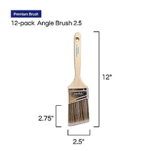 Pro Grade - Paint Brushes - 12Ea 2.5" Angle Brushes