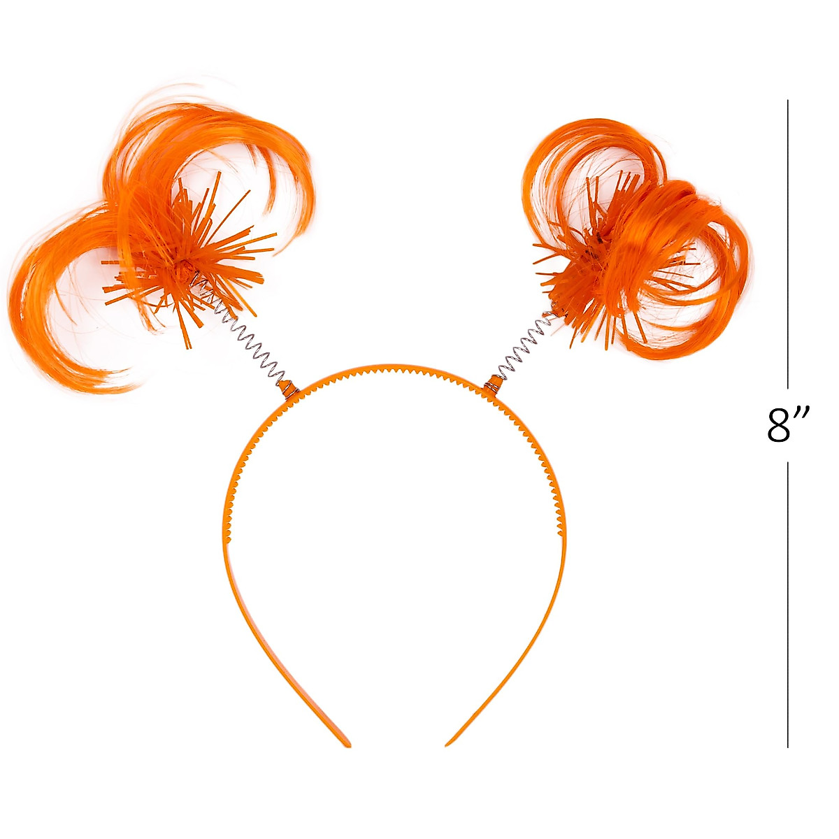 ArtCreativity Orange Ponytail Headbands for Kids - Set of 6 Head Boppers - Cute Tinsel Headband for Girls with Bopper Springs - Adorable Orange Party Favor Accessories - Pom Pom Headbands for Women