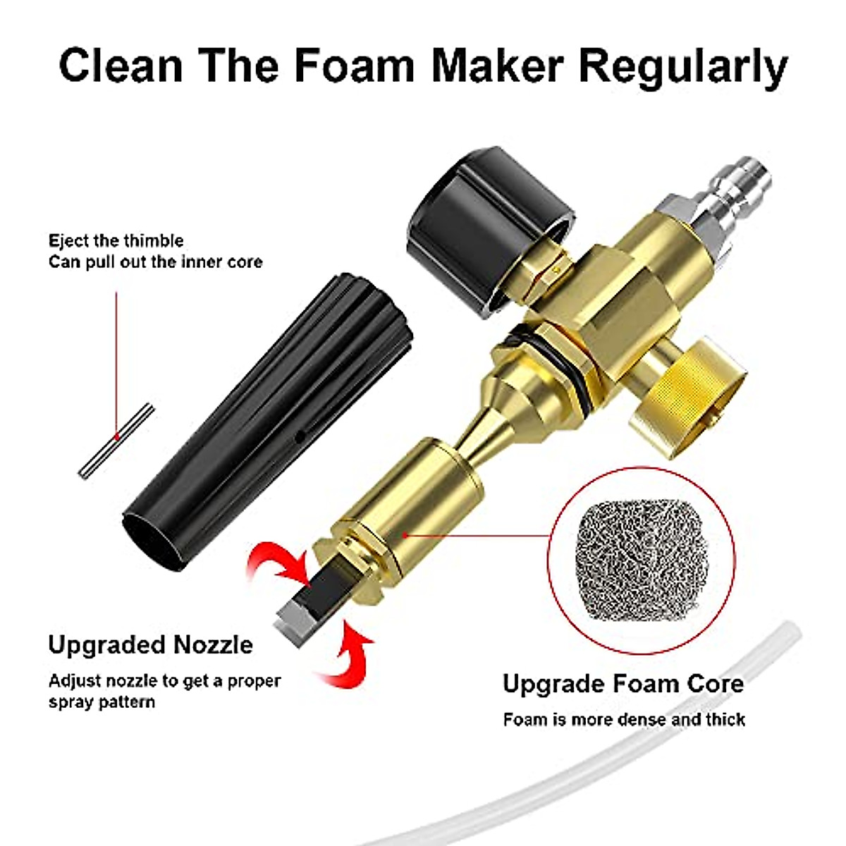 Pressure Washer Foam Gun Kit - Car Wash Short Wand with 1/4" Quick Connector, 3400 PSI Short Gun Foam Cannon + Microfiber Applicator & Sponge Mitts for Easy Cleaning 1 Liter