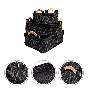 Cabilock Drawer Organizer Collapsible Storage Basket Felt Fabric Baskets Storage Bins Organizer Boxes Containers for Underwear Socks Bra Towel Toiletry Storage Basket with Handles 3 Pcs Shelf Bracket