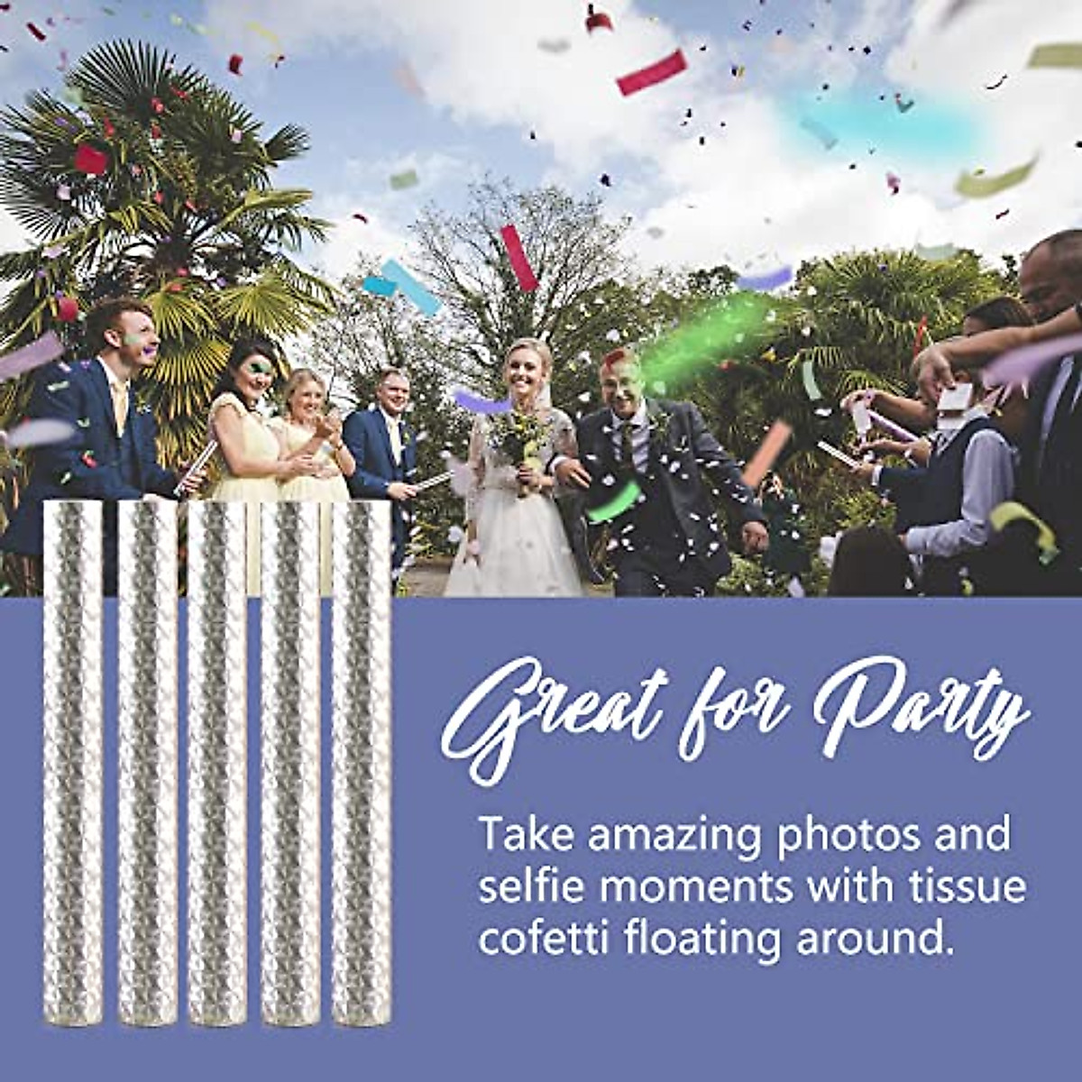 Battife 10Pack Confetti Wands, Colorful Confetti Shoot Poppers, Tissue Paper Confetti Flick Flutter Sticks for Wedding Celebrations, Anniversary, Birthday Parties, Multi-color 7.8 inch