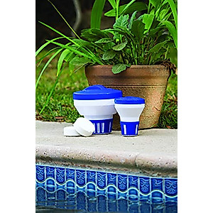 Poolmaster 32157 Floating Swimming Pool Chlorine and Bromine Dispenser, Small, Blue