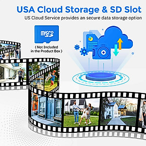 Hugolog PT Security Cameras, WiFi Cameras for Home Security 1080P HD, Outdoor Camera Waterproof,Motion Detection,2-Way Audio,Infrared Night Vision,USA Cloud Server/SD Card Slot, Compatible with Alexa