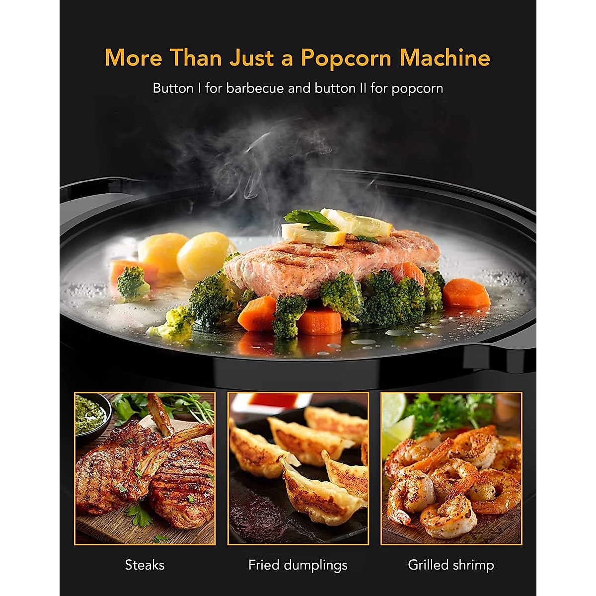 ACONEE Popcorn Maker Electric Hot-oil Popcorn Machine, 16 Cups Popcorn Maker with Nonstick Plate, Stirring Rod, 4Qts Large Lid for Reversible Serving Bowl, 2 Measuring Spoons & Cool Touch Handle