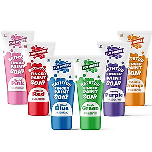 Tub Works™ Bathtub Finger Paint Soap, Classic 6 Pack | Non-Toxic | Washable Bathtub Paint for Finger Painting on Tub Walls | Ideal Toddler Bath Toys for Creative Play | Easy to Clean, Fun Bath Paint