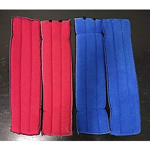A.D.P. Rooster Booster Protection Fighting Rooster Gamefowl Protective Chicken Supplies Poultry Chickens Mitt Safety, Botas para GALLOS BREEDING, 2 Pairs Blue & Red Fabric Handmade Leg Protect Care
