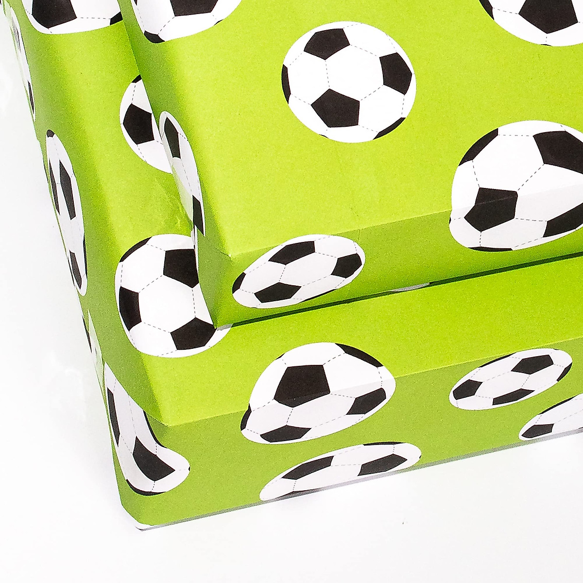 CENTRAL 23 - Fun Wrapping Paper for Boys - 6 Sheets of Birthday Gift Wrap - Soccer - Football Wrapping Paper - For Girls - Green White - Recyclable
