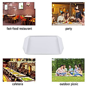 Jekiyo White Rectangular Plastic Fast Food Serving Tray, Set of 6