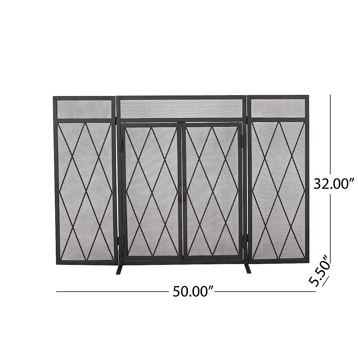 Christopher Knight Home Laurel Iron Folding Fireplace Screen, Matte Black