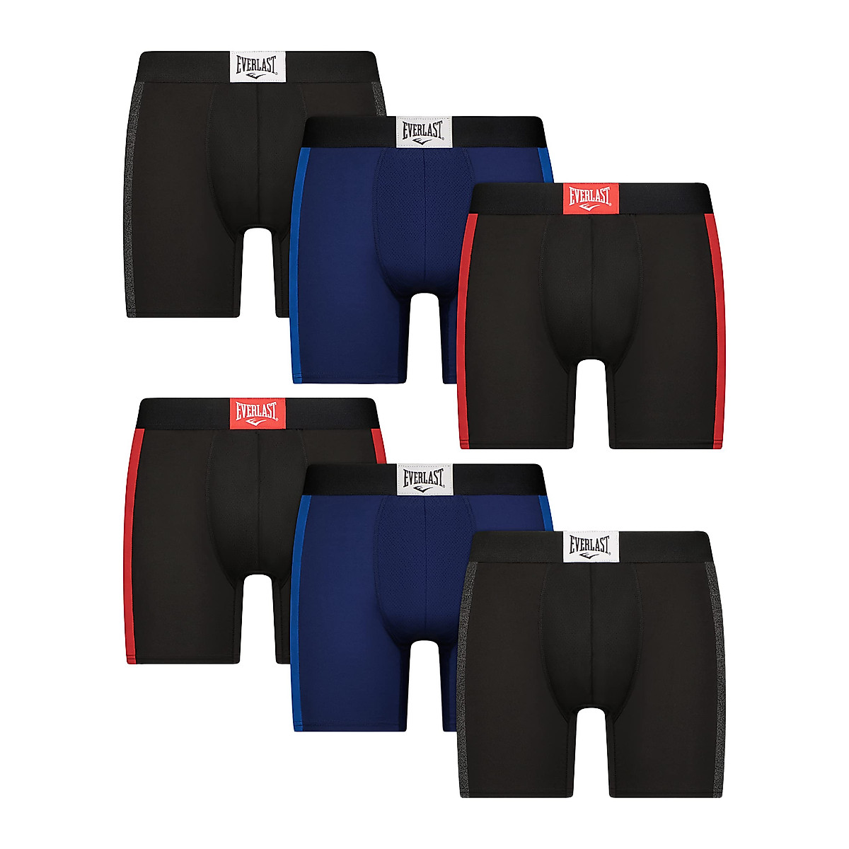 Everlast Mens Boxer Briefs Breathable Underwear for Men - 6 Pack Active Performance Mens Underwear (Large)