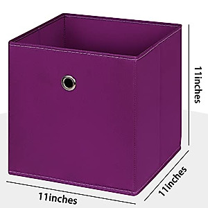 NieEnjoy Foldable Storage Cubes Bins ,11 Inch Cloth Storage Cube Fabric Storage Box Cubes Organizer Baskets with Dual Handles for Home Organizer Set of 3 (Purple)