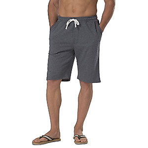 VANCOOG Men's Casual Sport Shorts, Loose Fit and Elastic Waist Workout Training Pants-Grey-XXL