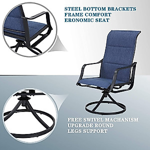 Festival Depot Patio Chair Set of 2 Swivel Rocker Dining Chairs with High Back and Textilene Fabric Comfortable Outdoor Furniture for Deck Garden (Blue, 2 pcs)