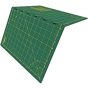 OLFA 17" x 24" Folding Cutting Mat (FCM-17x24) - Self Healing 17x24 Inch Foldable Rotary Mat with Grid for Quilting, Sewing, Fabric & Crafts, Use with Rotary Cutters & Fixed Blade Knives (Green)