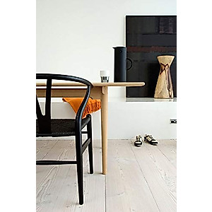 2xhome Set of 2 Wishbone Solid Wood Armchairs with Arms Open Y Back Farmhouse Dining Office Chairs with Woven Black Seat (Black)