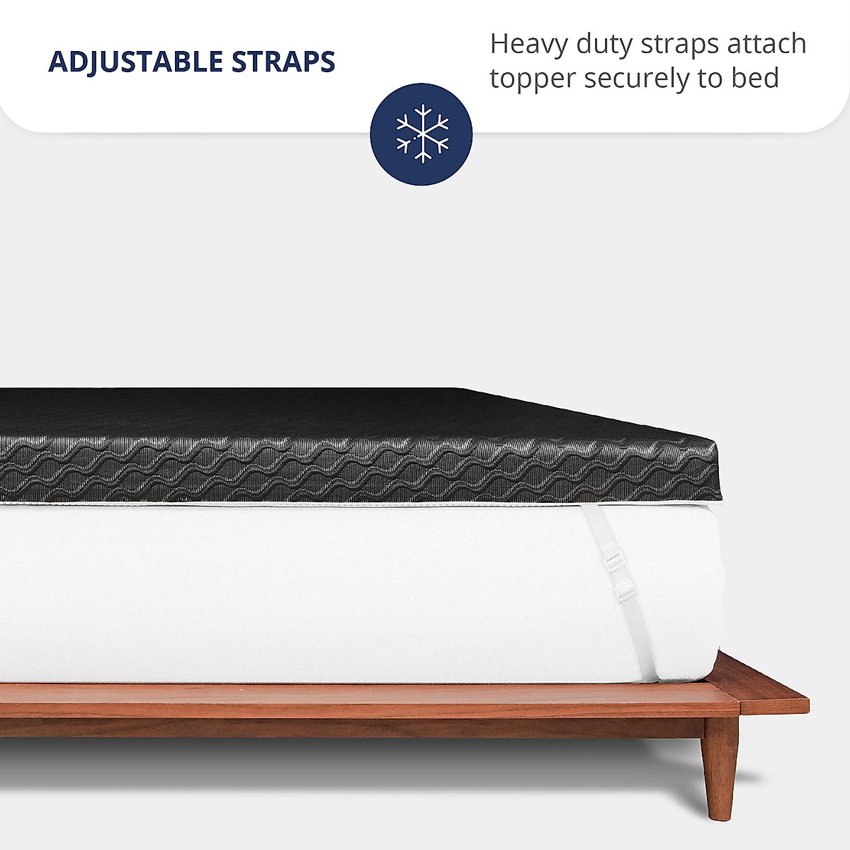 ViscoSoft 4 Inch Active Cooling Memory Foam Mattress Topper Queen - Made in USA Select Copper-Infused Black Mattress Pad