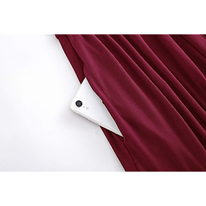 BEDOAR Plus size 3/4 Sleeve Christmas Red Dresses Button Swing Knee Length Daily Dresses(B004Burgundy, 14W)