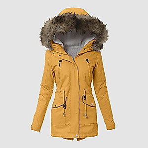 Winter Jacket with Hood Winter Coats for Women Waterproof Hooded Warm Winter Coat Quilted Thicken Puffer Jacket with Removable Hood Sweaters Tops for Work for Women Fall Hoodies for Women Blouses