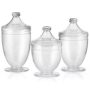 MOLIGOU Acrylic Apothecary Jars with Airtight Lid, Candy Jars for Candy Buffet, Decorative Bathroom Canisters, Set of 3