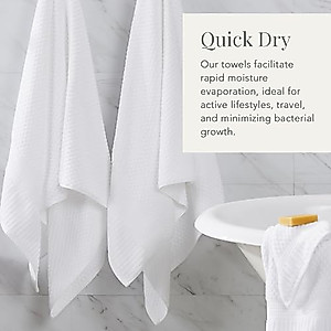 NY Loft 100% Cotton Towel Set 6 Piece Set | Super Soft & Absorbent Quick-Dry 2 Bath Towels 2 Hand Towels & 2 Washcloths |Textured and Durable Cotton | Trinity Collection (6 Piece Set, Bright White)