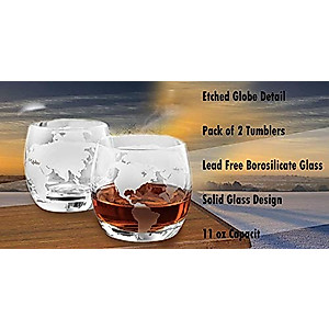 COLIBYOU Globe Whiskey Glasses - 12 Oz (350ml) 2 Pack