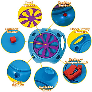 Spin Art Machine Variable Speed, Battery Operated Spinner - Paint Spinner with Splatter Guard, Washable Paint, Spin Art Kit, Art Design Card, Stem Toys, Kid Arts and Crafts, Girls Boys